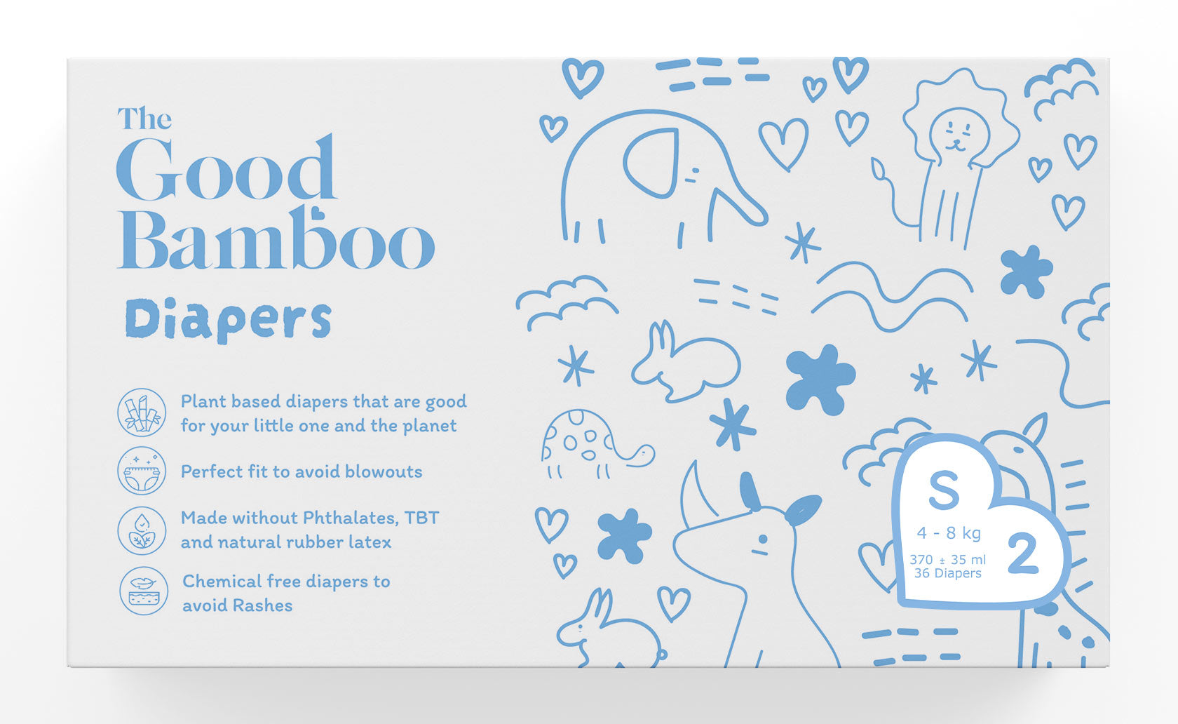 The Good Bamboo Organic Bamboo Diapers - Small (4-8 Kgs) - Tape Style ...