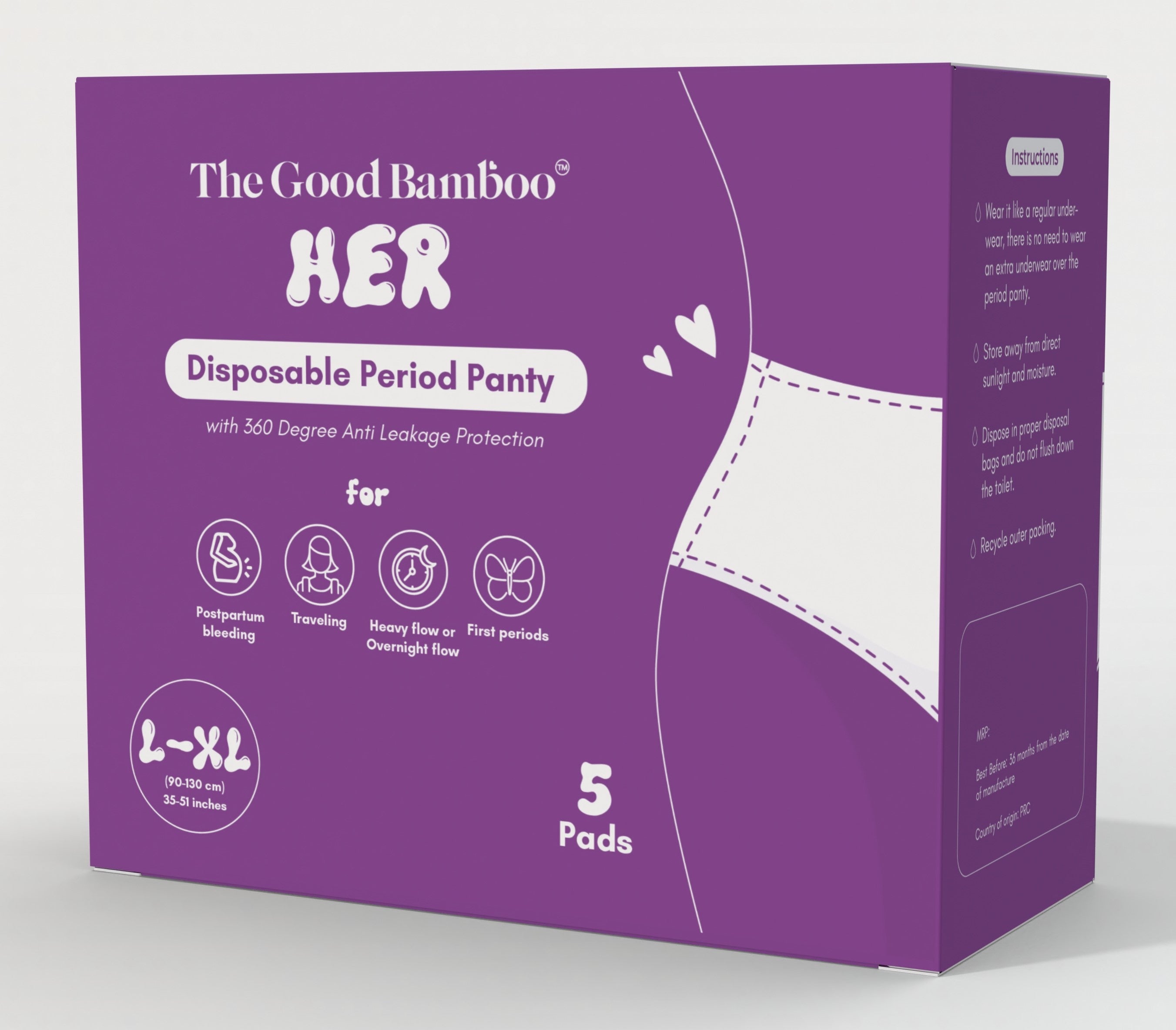 Disposable Period Panty - Large/X-Large - 5 Period Panties – Good ...