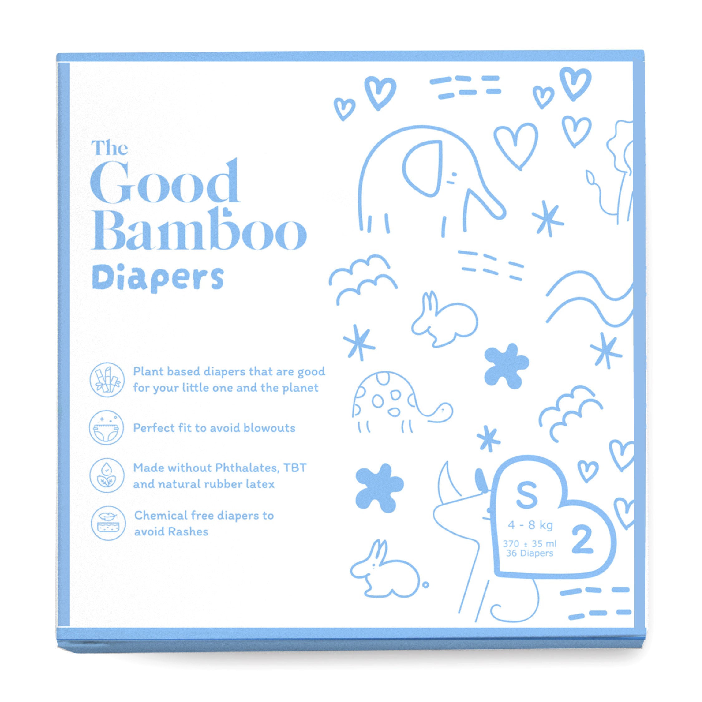 The Good Bamboo Organic Bamboo Diapers - Small (4-8 Kgs) - Tape Style ...